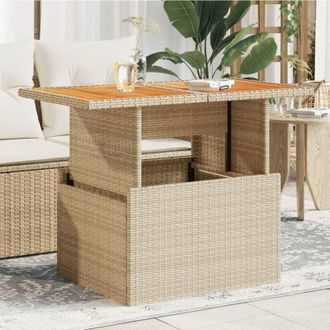 vidaXL Gartentisch Beige 100x55x73 cm Poly Rattan und Akazienholz - Vidaxl