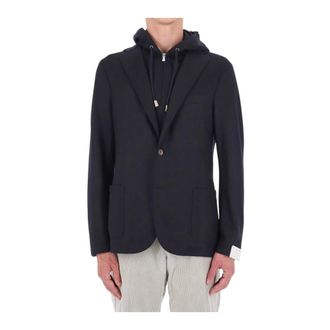 Eleventy Veste en jersey de laine avec plastron amovible - Homme - Vestes - Bleu - Taille: M