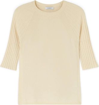Motivi Viskose-Pullover mit gerippten Raglan&auml;rmeln - - Knitwear - Damen - Wei&szlig; - S