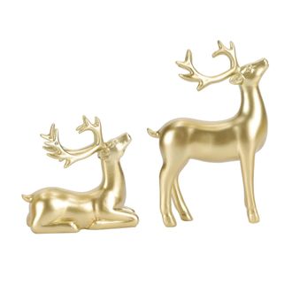 Aboofan 2er Set Kreative Weihnachtsdeko REH Figur Moderne Tischdekoration Aus Resin F&uuml;r Wohnzimmer Flur Und B&uuml;ro Goldene Akzente Stilvolle Weihnachtsverzierun