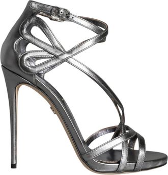 Dolce & Gabbana Silberne Kn&ouml;chelriemen Absatzsandalen - - Shoes - Damen - Grau - 40 EU