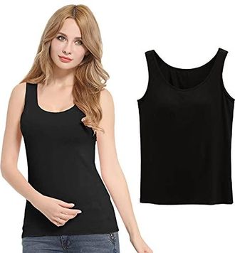 Feoya Décontracté Tank Top Femme Brassière Yoga Débardeur Basique avec Soutien-Gorge Intégrée Haut Blouse sans Manche Crop Top Sport Noir 3XL
