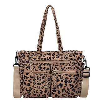 Generic Sac &agrave; bandouli&egrave;re imprim&eacute; l&eacute;opard tendance avec plusieurs poches pour femme, travail, shopping, voyage, quotidien, kaki, 14.57x6.3x10.24inch