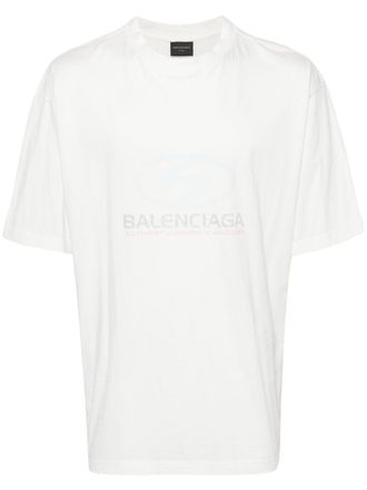 Balenciaga t-shirt en coton &agrave; logo Surfer imprim&eacute; - Blanc