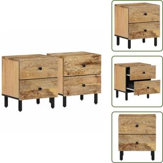 vidaXL Nachttische 2 Stk. 40x33x46 cm Massivholz Mango - Nachttisch - Massivholzm&ouml;bel - Mangoholz - Wohnzimmerdeko - Schlafzimmereinrichtung