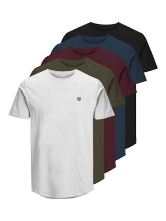 Jack & Jones Rundhalsshirt JPRBLABRODY im 5er-Pack, mit Logodruck, Rundhals und atmungsaktiv (Packung, 5-tlg., 5er-Pack) Rundhals, normal, Baumwolle
