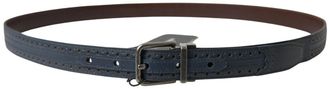 Dolce & Gabbana Mens Blue Leather Perforated Metal Buckle Belt