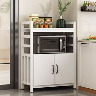 Generic K&uuml;chenschrank for Mikrowelle, H&ouml;henverstellbares B&auml;ckerregal in Wei&szlig; mit Offenen Regalen und Aufbewahrungsschr&auml;nken, for Wohnzimmer, Schlafzimmer, Bad