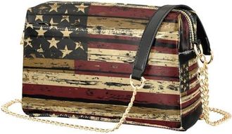 Mnsruu Sacs à bandoulière pour femme, sac à main vintage en cuir, motif drapeau américain