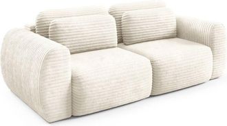 Dmora Zweisitzer-Schlafsofa Golgi, mit Stauraum, Klappfunktion, verstellbar, 266x121 cm, Cremewei&szlig;
