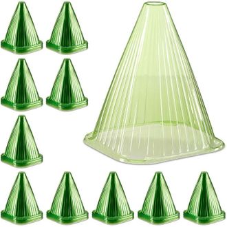 Relaxdays C&ocirc;nes de for&ccedil;age, lot de 240, accessoire plantes, protection contre escargot et oiseaux, PVC, cloche, vert