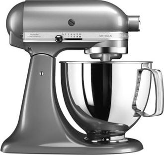 KitchenAid Robot Pâtissier - Artisan - Robot cuisine multifonctions à tête inclinable - Batteur avec 3 accessoires et Bol inox de 4,8 L - Gris argent