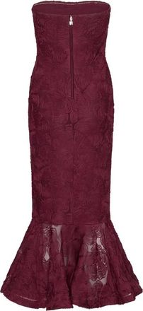 Rotate Flower Mesh Flounce Dress In Bordeaux