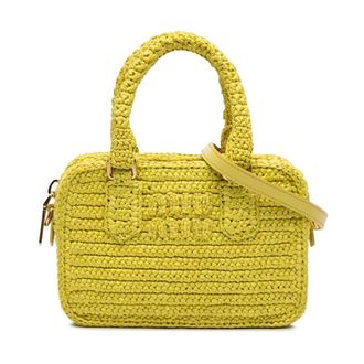 Miu Miu Pre-owned Gewebte Tote Bag mit Raffia-Effekt - - Pre-owned - Damen - Gelb - ONE SIZE