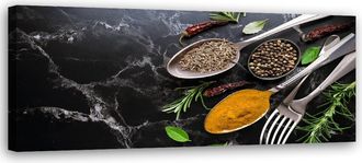 Feeby Leinwandbild - Bilder Wohnzimmer - Marmor Gew&uuml;rz f&uuml;r die K&uuml;che - 120x40 1tlg - Deko Schlafzimmer - Wanddekoration - Aesthetic - Gro&szlig; Moderne Bild - Fo
