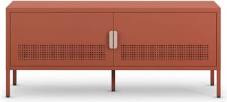 DRAWER Meuble TV 2 portes en m&eacute;tal L120cm - Terracotta - Adel