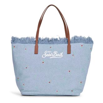 MC2 Saint Barth Femme, Sacs, Bleu, Taille: ONE Size City Fringed Floral Tote Bag