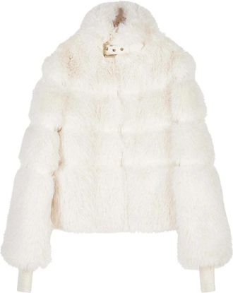 Patrizia Pepe Veste en fausse fourrure &agrave; col &agrave; boucle - Femme - Vestes - Beige - Taille: 38 FR