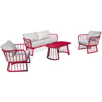 DCB Garden Dcb Garden - apolline - 4-Sitzer-Gartenmöbel, Aluminium, Himbeerrot - city garden