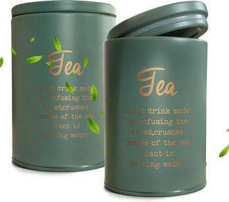 Matches 21 Teedosen Set mit Deckel als Vorratsdose Ø 11 x 15 cm - Luftdichter Behälter, grüne Aufbewahrungsdose