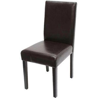 Mendler Mendler - Chaise de salle à manger Littau, chaise de cuisine, simlicuir - marron, pieds foncés