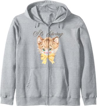 Trendy Apparel Its Giving Cute Kitten Yellow Ribbon Blush Kapuzenjacke