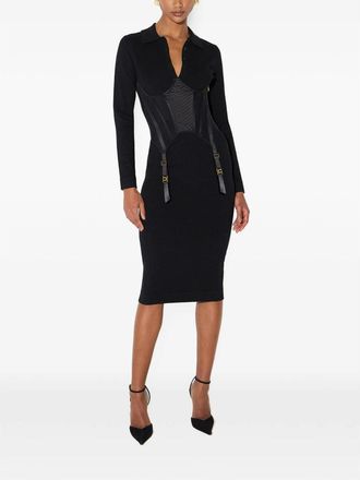 Elisabetta Franchi Satin and Tulle Bodice Dress - Black