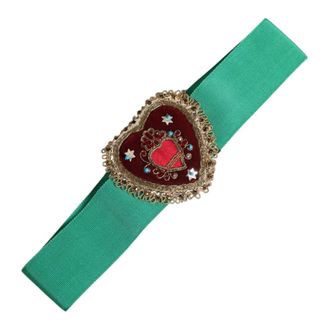 Dolce & Gabbana Stretch Taillen-G&uuml;rtel mit Herz-Verzierung - - Accessories - Damen - Gr&uuml;n - S