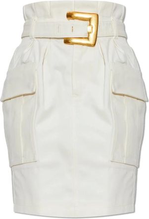 Balmain Femme, Jupes, Blanc, Taille: 42 FR Jupe Cargo avec Ceinture