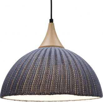 Guru Shop Moderne Deckenleuchte aus Gestrickter Baumwolle Modell - Sukumo Taubenblau, 29x40x40 cm