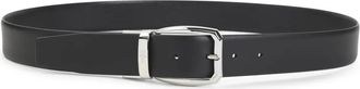 Ermenegildo Zegna G&uuml;rtel - Refined Black Leather Belt With Polished Silver Bu - Gr. 100 - in Schwarz - f&uuml;r Damen