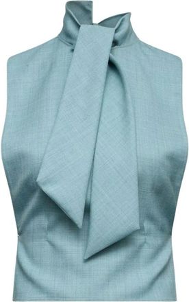 Maison Margiela Femme, Blouses et Chemises, Bleu, Taille: 40 FR Wool Sleeveless Top