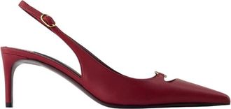 Dolce & Gabbana Femme, Chaussures, Rouge, Taille: 39 1/2 EU Lollo Slingback en cuir nappa effet soie