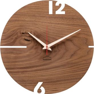 huamet Wanduhr Holz PUHR aus Nussholz, rund - einzigartiges Design, ger&auml;uschlos ohne Ticken - Qualit&auml;tsprodukt Made in S&uuml;dtirol - CH10-B-00