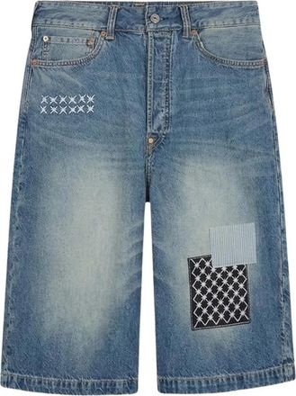 Evisu Homme, Shorts, Bleu, Taille: W36 HT Fabric Patch Denim Shorts