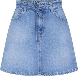 Liu Jo Femme, Jupes, Bleu, Taille: W25 Mini-jupe en jean rigide avec ceinture foulard