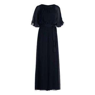 Vera Mont Chiffon Jumpsuit mit G&uuml;rtel - - Jumpsuits & Playsuits - Damen - Blau - 2XL