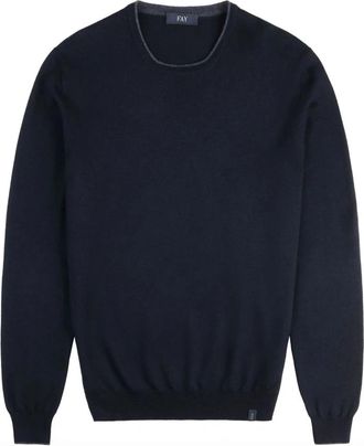 Fay Homme, Pulls, Bleu, Taille: M Pull en Laine Bleu à Col Rond