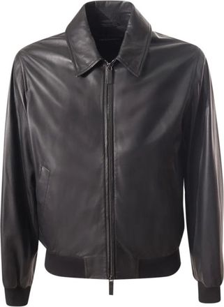 Emporio Armani Homme, Vestes, Noir, Taille: 2XL Blouson en agneau nappa toucher doux