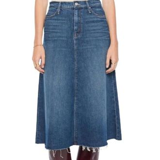 Mother The Circle Midi Fray - Femme - Jupes - Bleu - Taille: W26