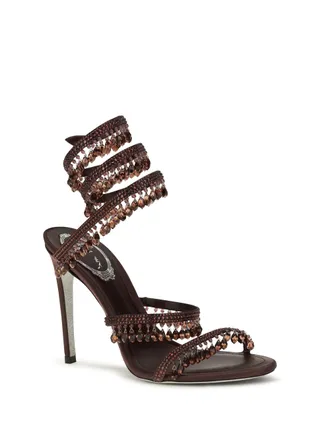 Rene Caovilla Womens Sandals Chandelier Satin Burgundy Fondant Satin-Burgundy Silk Satin/burgundy