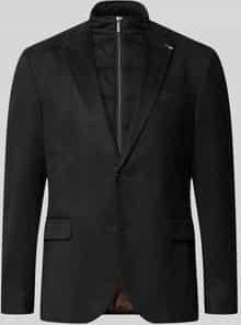 Bugatti Regular Fit Sakko aus elastischem Material-Mix mit Label-Detail