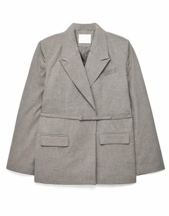 NA-KD Regular-Fit-Blazer in Graubeige mit G&uuml;rtel