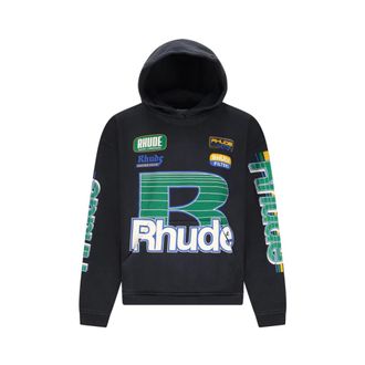 Rhude Homme, Sweatshirts et sweats &agrave; capuche, Noir, Taille: S Roadway Racing Sweat &agrave; capuche