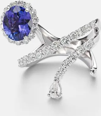 Yeprem Ring aus 18kt Wei&szlig;gold (750/1000) mit Diamanten und Tansanit