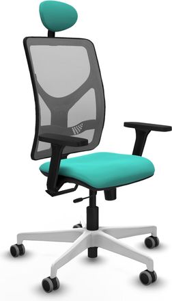 Piqueras y Crespo Sicherheitsstuhl mit 3D-Armen, h&ouml;henverstellbarer Lendenwirbelst&uuml;tze und festem Kopfteil, ausgestattet mit Syncro/Traslack und Schneideschaum, Grau/T&uuml;