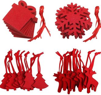 BESTOYARD UKCOCO 40 Stück Filz Weihnachtsanhänger: Vliesstoff Christbaumschmuck mit Rentier und Schneeflocken Form, inklusive Seile - Für Weihnachtsbaum Dekorat