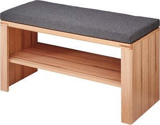 M&ouml;belando Schuhbank >Nature One< in Kernbuche Teil-massiv FSC-Zertifiziert - Moderne Sitzbank mit Sitzfl&auml;che und Ablageboden - 90/48 / 40 cm (B/H/T)