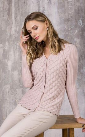 Passioni Strickjacke aus Strukturstrick mit dekorativen Silberkn&ouml;pfen