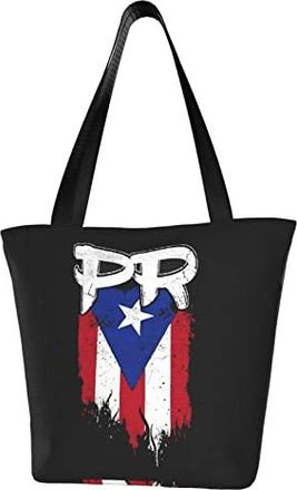 AOOEDM Sac fourre-tout Porto Rico Pr Drapeau Boricua Sacs &agrave; provisions Petit sac de march&eacute; r&eacute;utilisable Sacs fourre-tout de plage Sacs de voyage